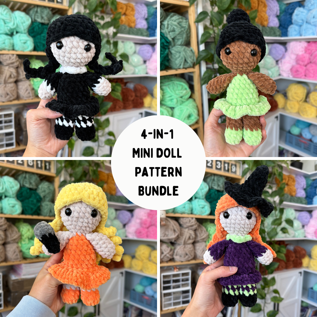 4-in-1 Mini Doll Pattern Bundle – CrochetByGenna